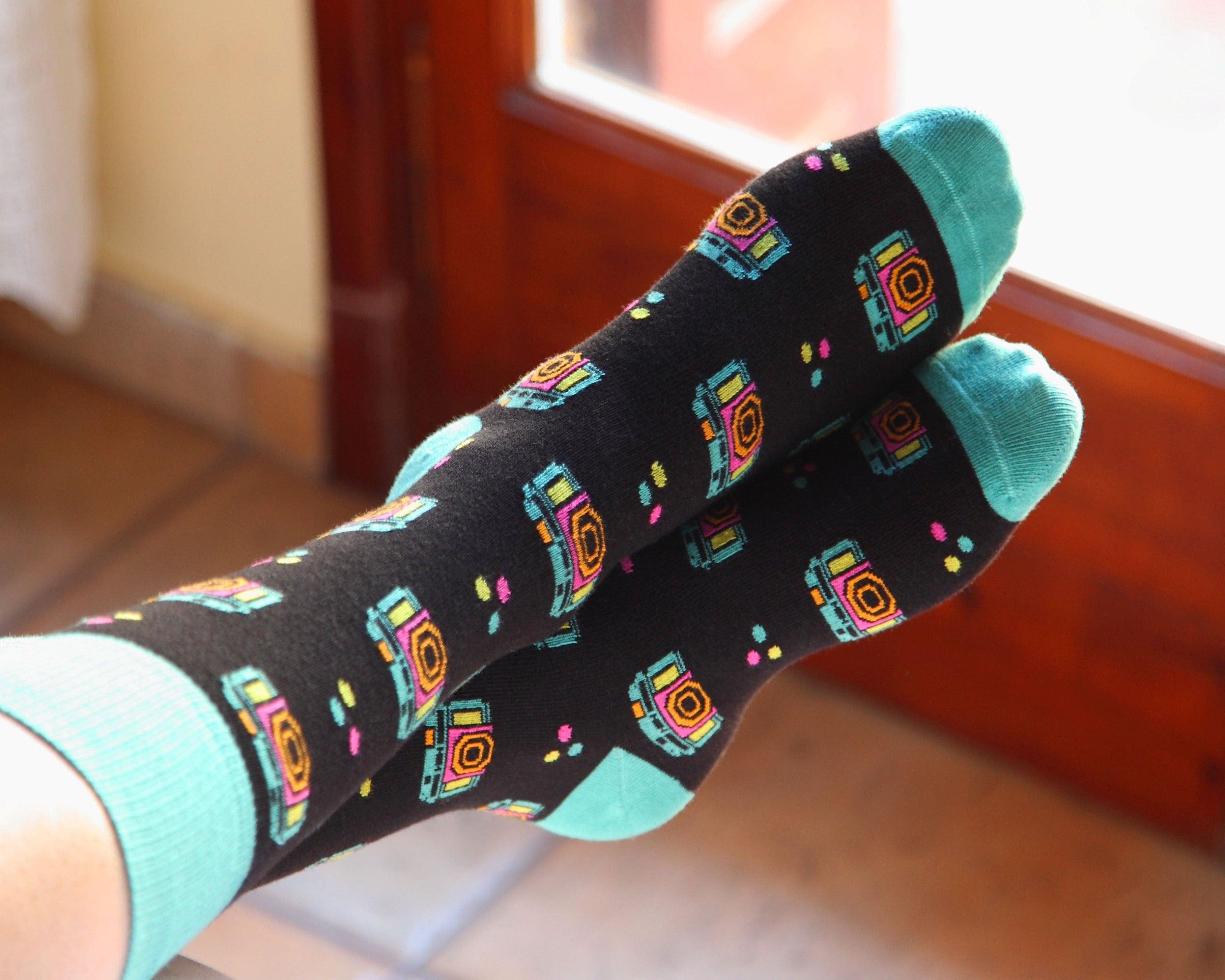 Neon Camera Socks / Black